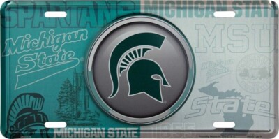 MICHIGAN STATE SPARTANS BULLSEYE EMBOSSED METAL NOVELTY LICENSE PLATE ...