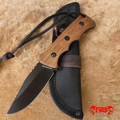 8" Full Tang Fixed Blade Wood Handle Survival Hunting Knife 8CR Steel W ...