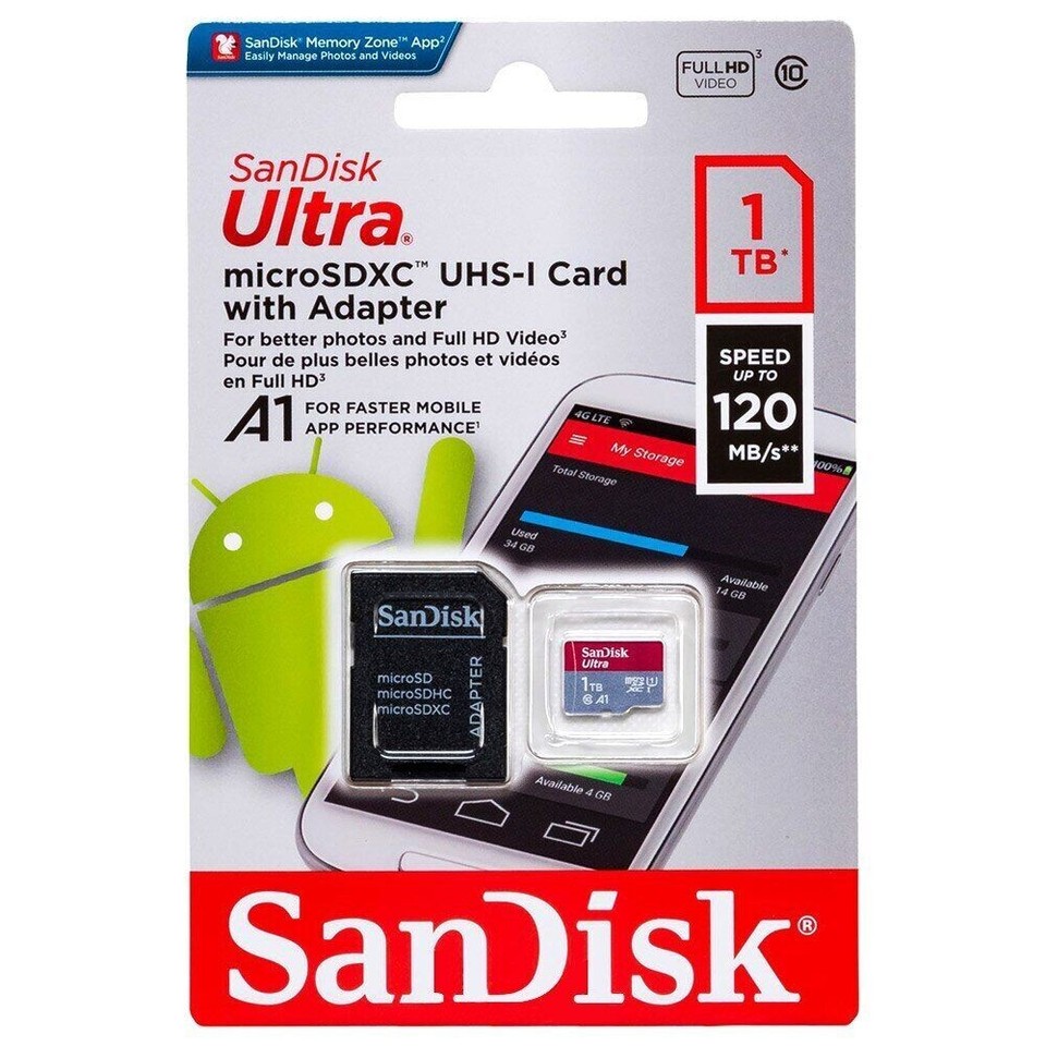 SanDisk Ultra 1TB 1.5TB Micro SD Micro SDXC A1 UHS-I Memory Card w/ SD ...