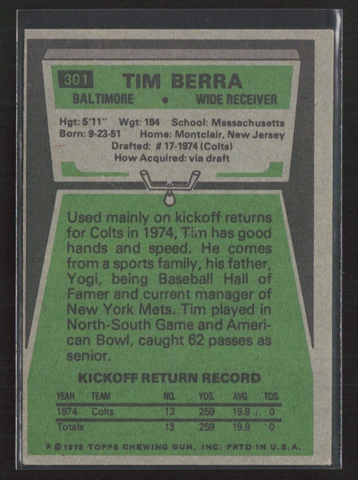 1975 Topps #301 Tim Berra - EX/EX+ RC | eBay