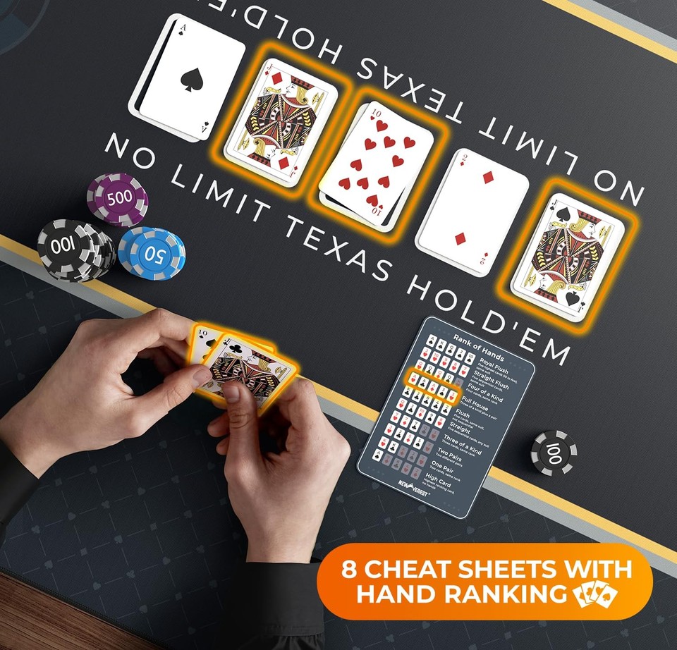 Newverest 70x30 in Poker Table Top Mat for Texas Hold'em Folding Tables ...
