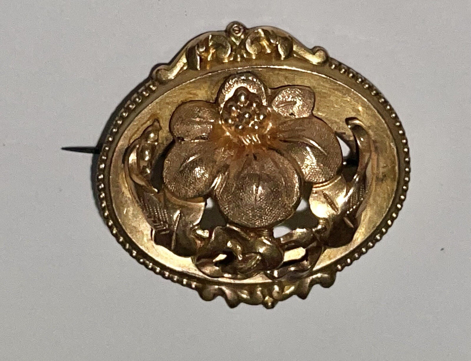 Antique Victorian Edwardian Rose Goldtone Hybiscus Flower & Ivy Leaves ...