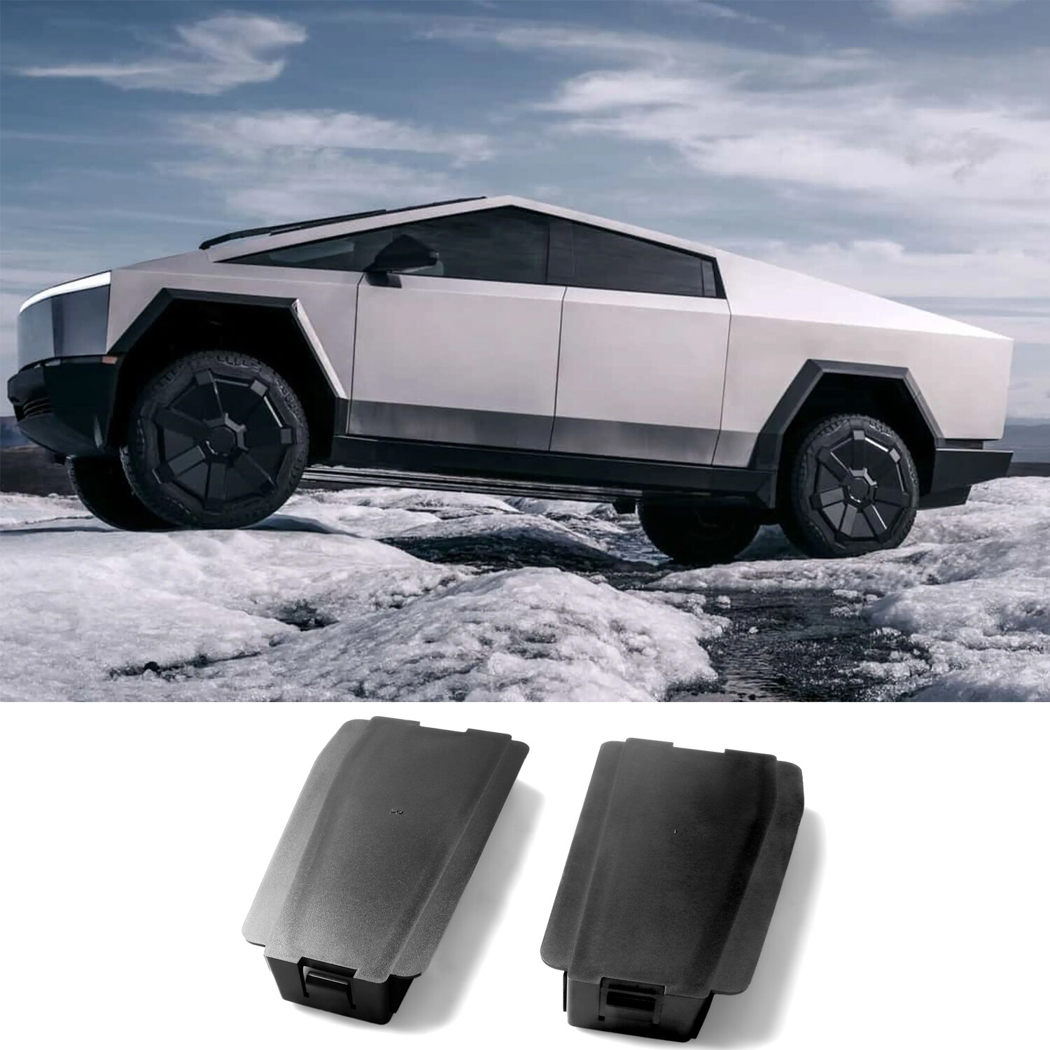 For Tesla Cybertruck 2024+ 2PCS Black Front Door Handle Storage Box ...