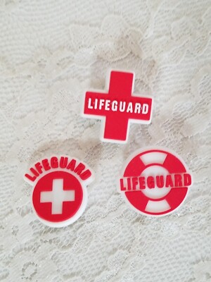 LIFEGUARD LIFE GUARD BADGE SWIMMING RING SHOE CHARMS 3 DIFFERENT ...