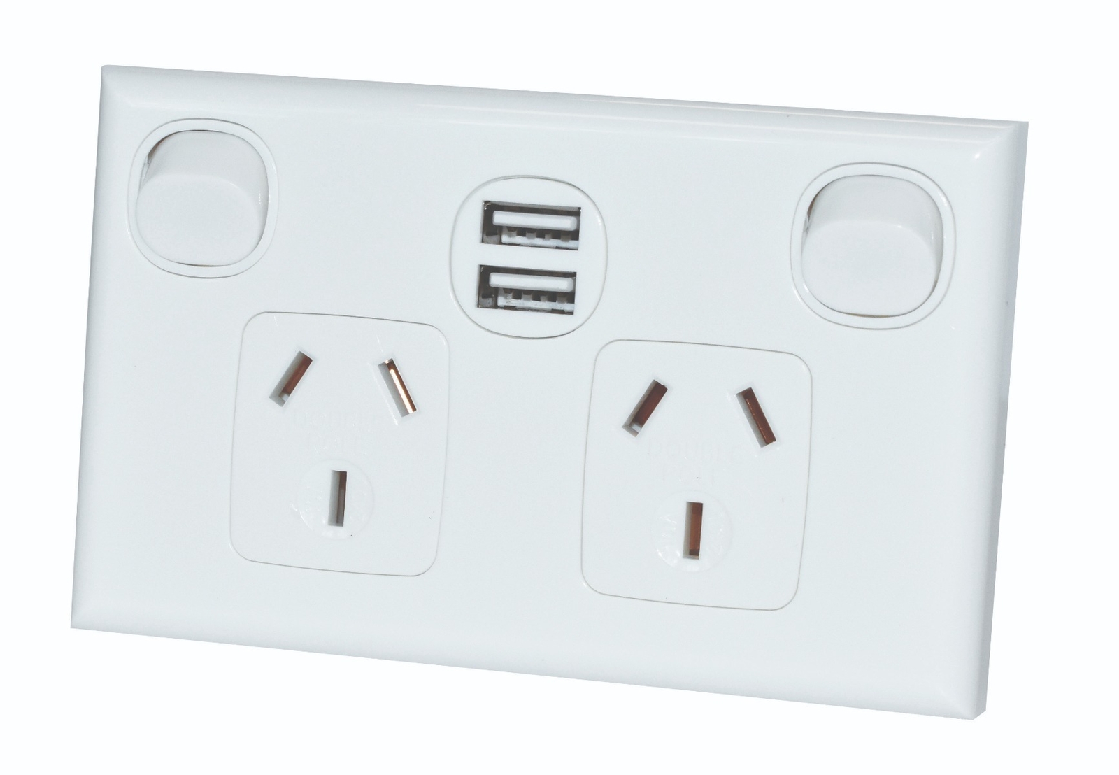 240V POWER POINT DOUBLE POLE 10A WITH DUAL USB CHARGER.C/W COVER PLATE ...