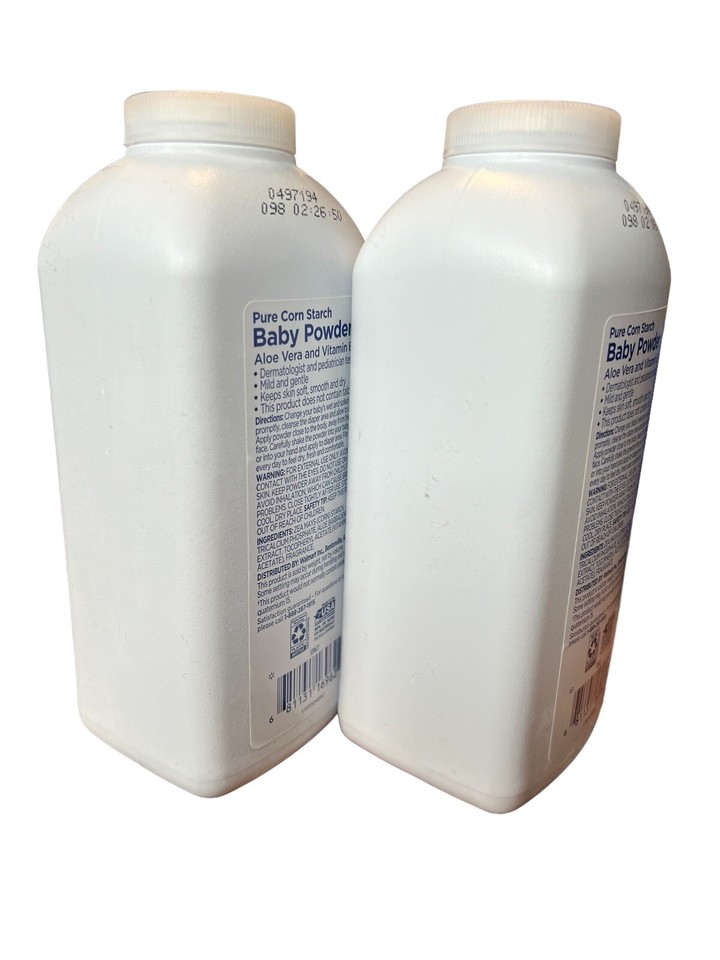 Equate Pure Cornstarch Baby Powder, Hypoallergenic, Vit E & Aloe, 2 pk ...