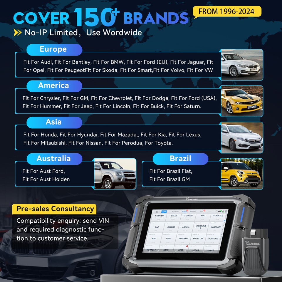 VDIAGTOOL VD70S Car Full System Diagnostic Active Test OBD2 Scanner ECU ...