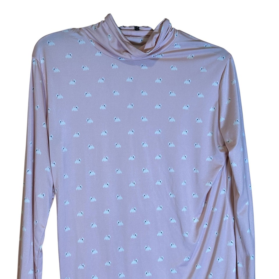Lands End Women's Pink Scottie Dog Thermaskin Turtleneck Top Base Layer ...
