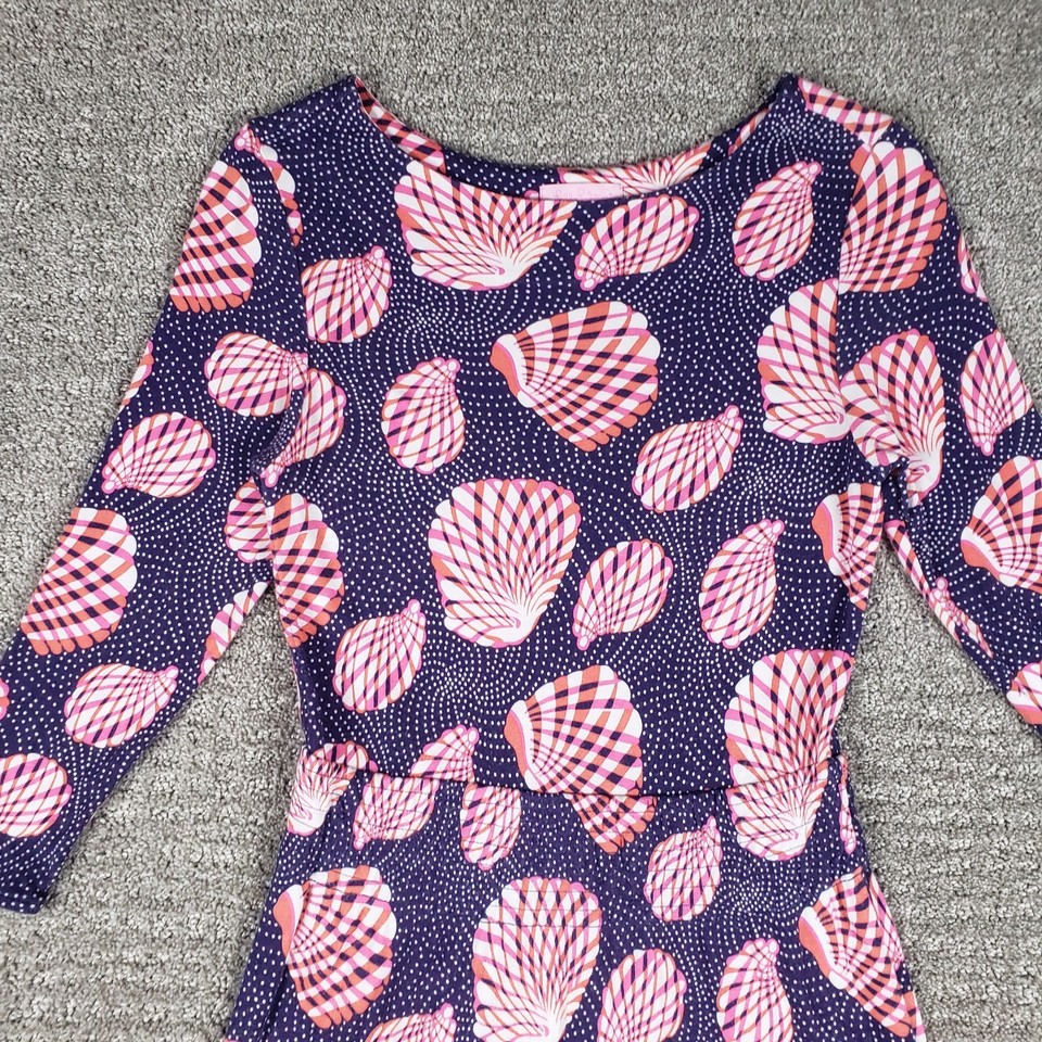 Lilly Pulitzer Dress size XS Blue Kari Great Escape Seashell Rayon ...