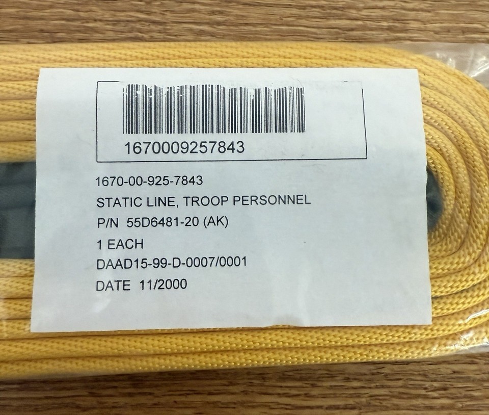 USGI Parachute Static Line Troop Personnel Paratrooper 15 Foot | eBay