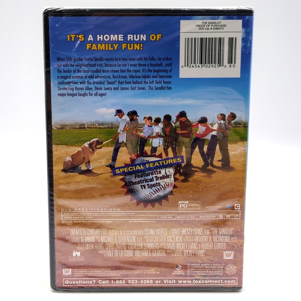 The Sandlot Brand New Sealed DVD Denis Leary James Earl Jones Baseball ...