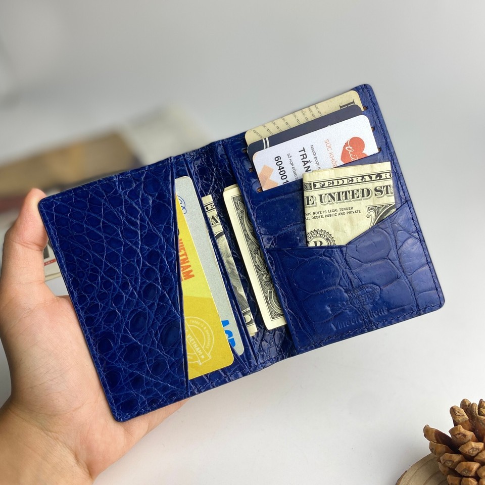 Genuine Crocodile Ostrich Leather Cardholder Double side Skin Bifold ...
