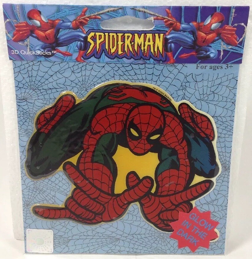 Spiderman 3D Quicksticks Glow In The Dark Puffy Stickers 5' x 5' Set Of ...