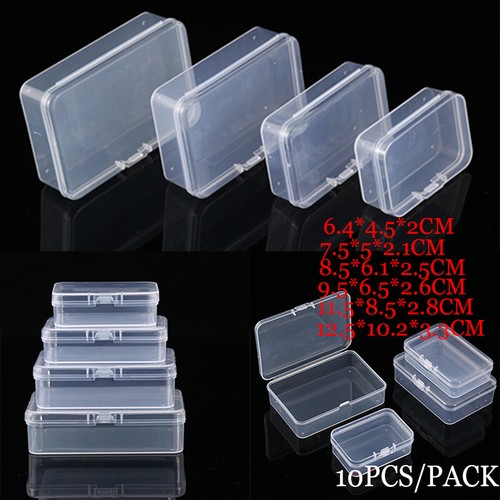 10PC Mini Clear Plastic Small Box Hook Jewelry Earplugs Container ...