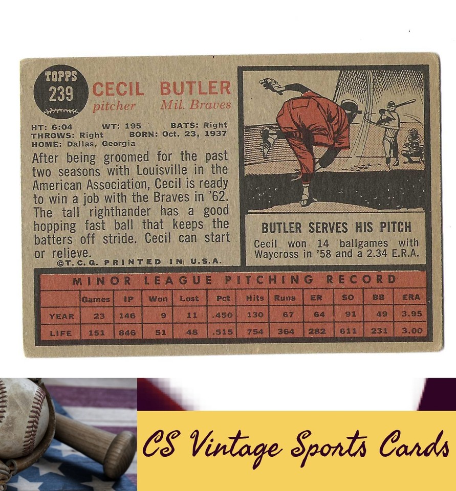 1962 Topps #239 Cecil Butler | eBay