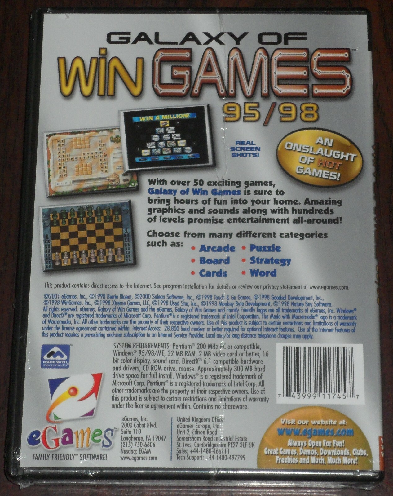 PC CD. eGames Galaxy of Win Games 95/98 50. | eBay
