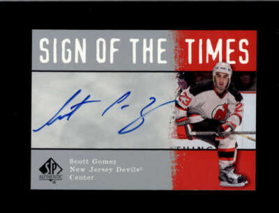 SCOTT GOMEZ 2001/02 SP AUTHENTIC SIGN OF THE TIMES ON CARD AUTOGRAPH ...