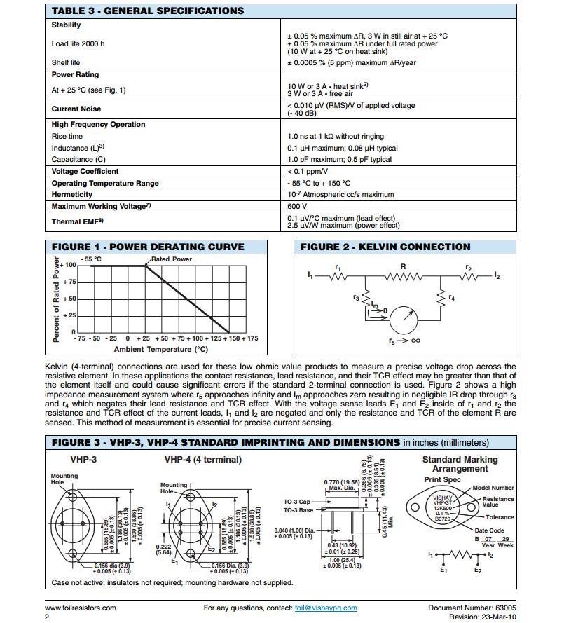 1x VHP-3 65R000 1% Hermetically Sealed Current Sensing Resistors ...