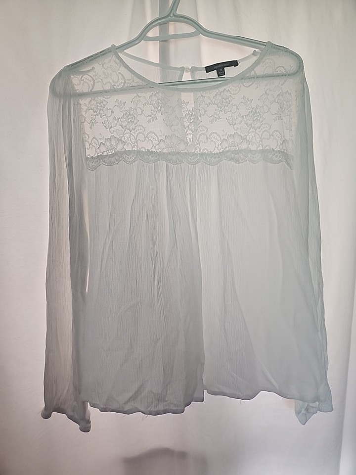 Ambiance Floral Lace Neck Blouse Top Womens Size 1X White Long Sleeve ...