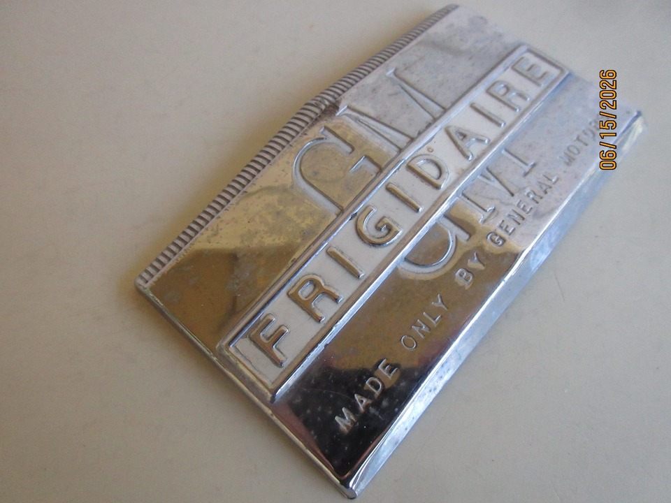 Vintage GM Frigidaire Metal Rectangle Emblem General Motors Badge Plate ...