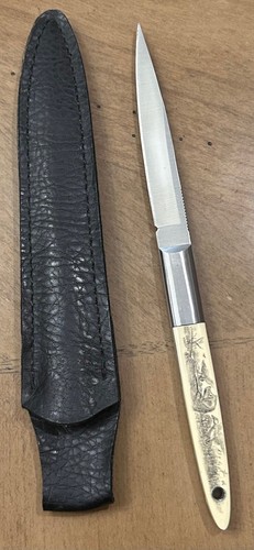 VTG MAGNUM ~ JAPAN BOOT KNIFE W/ SCRIMSHAW BY HIROSHI + SHEATH | eBay
