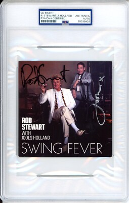 DUAL SIGNED Rod Stewart Jools Holland Swing Fever CD Cover Art Card PSA ...