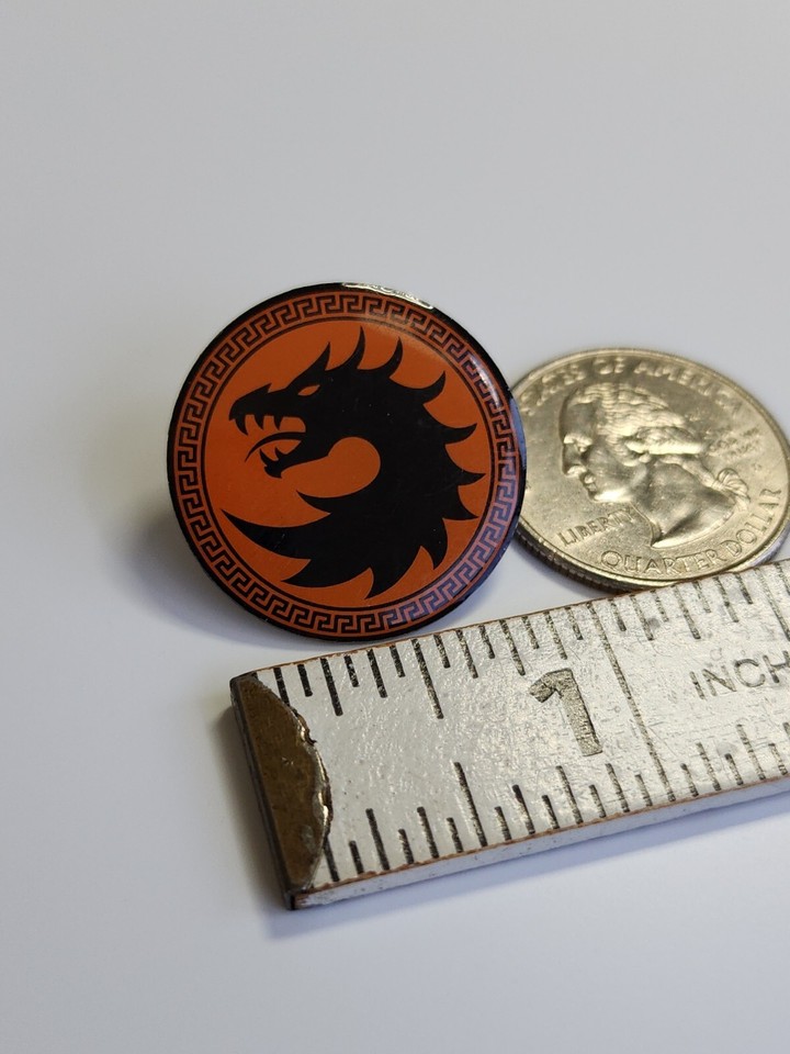Dragon Lapel Pin Black On Orange Background | eBay