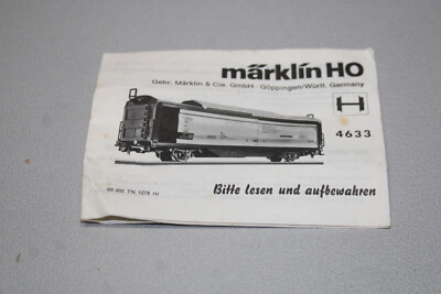Märklin Operating Instructions Sliding Wall and Sliding Roof Car 4633 ...