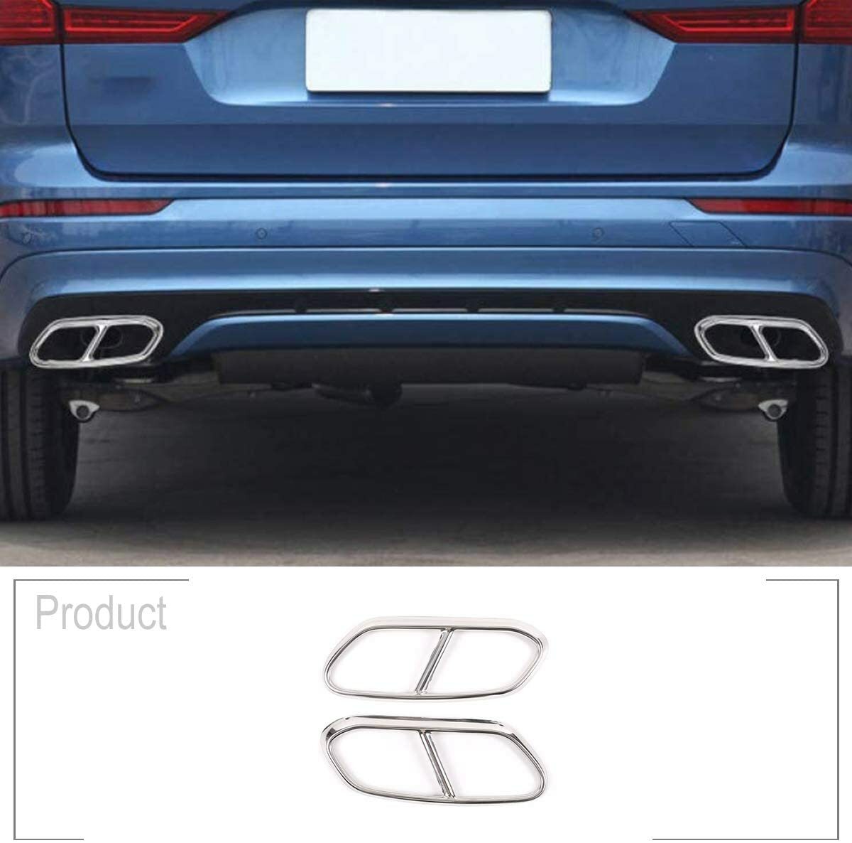 Stainless Rear Exhaust Muffler Tail Pipe Cover 2pcs For Volvo XC60 2018 ...