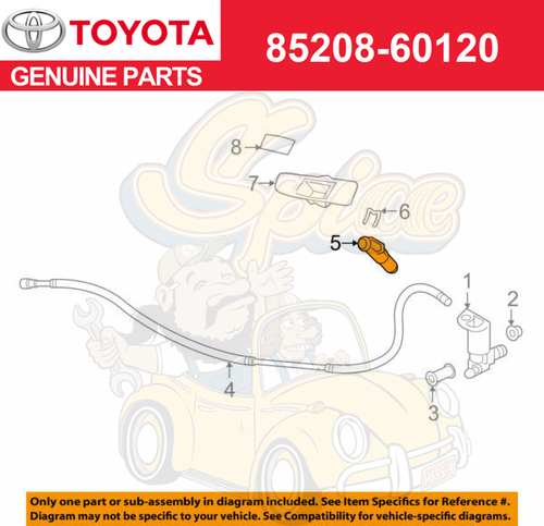 Toyota Genuine ACTUATOR SUB-ASSY HEADLAMP WASHER 85208-60120 | eBay