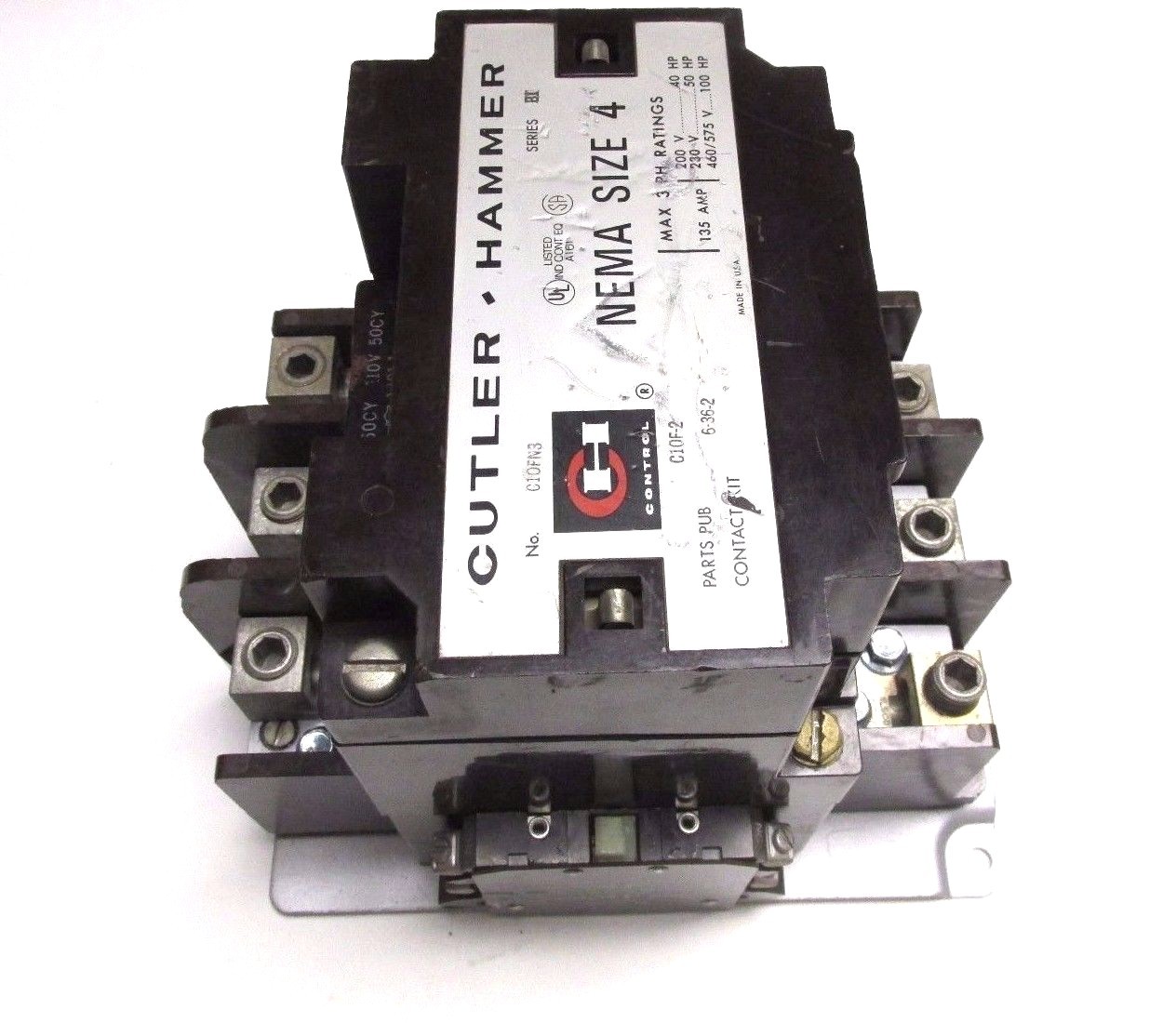 * Cutler-Hammer Contactor Nema 4, 120V Coil Cat# C10FN3 .. ZC-79 | eBay