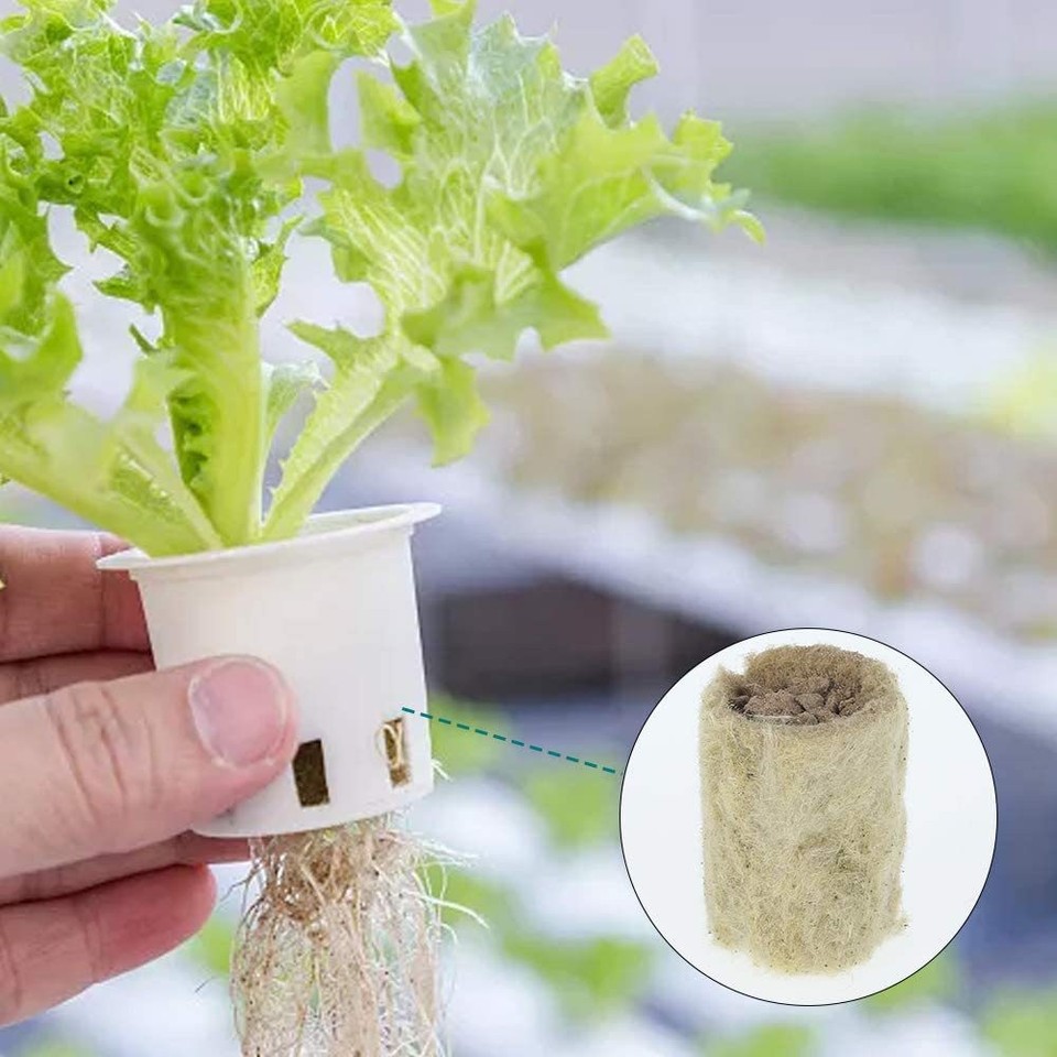 100pcs Round Rockwool Macro Plugs Hydroponic Grow Media Cloning Planter ...