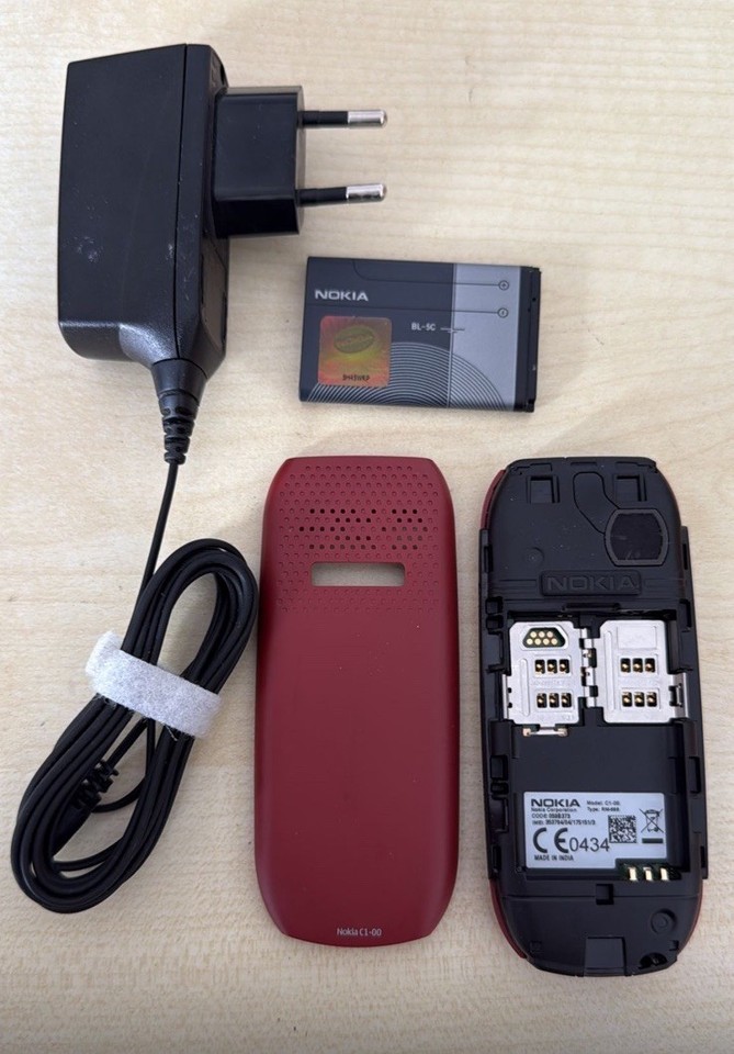 NOKIA C1-00 DUAL SIM ROT Geprüft, Händler, Volle Funktion, Garantie, RM ...