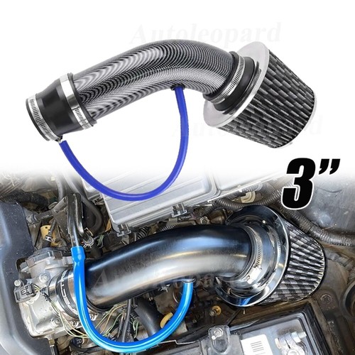 3" Universal Cold Air Intake Pipe Kit Flowing Hose Pipe carbon fiber ...