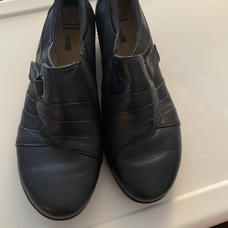 Clarks Low Heel Blue Navy Leather Shoe Women's 11M | eBay