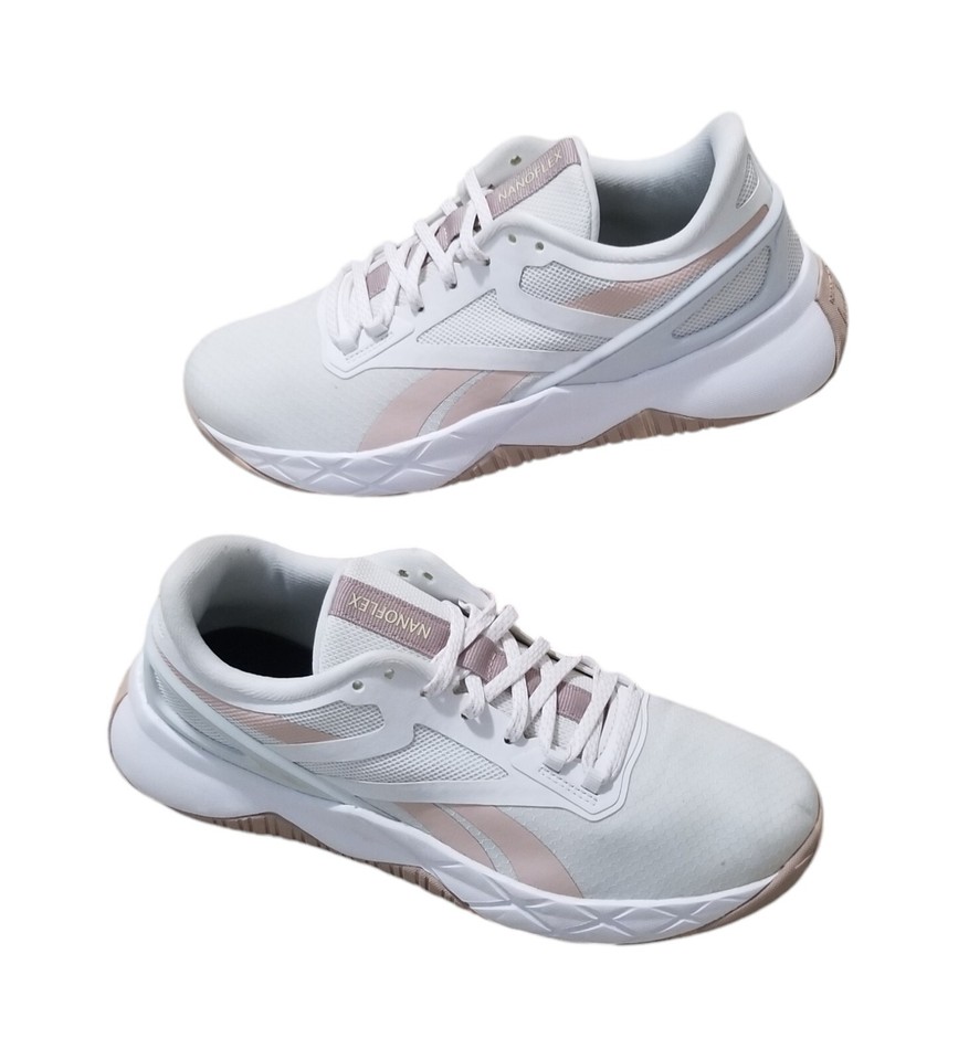 Reebok Nanoflex TR Training Sneakers Womens US Size 8 White Rose Gold | eBay