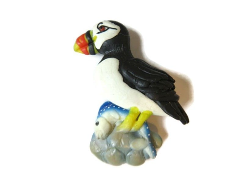 Vintage Puffin Puffins Bird Brooch Handmade Polymer Clay Signed | eBay