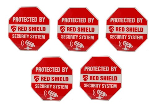 Protected By 'Red Shield Security System' Window Sticker (pack of 5) | eBay