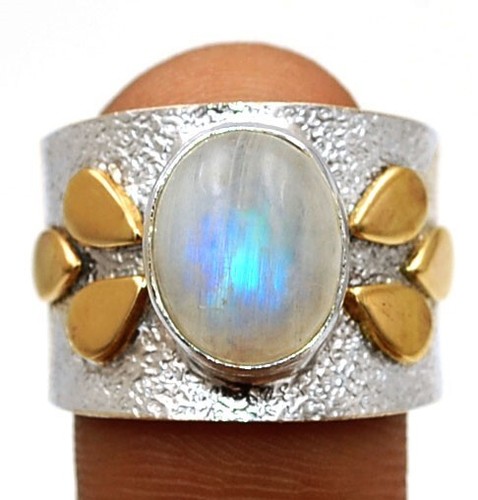 Two Tone Rainbow Moonstone 925 Sterling Silver Ring Jewelry Sz 8.5, @19 ...