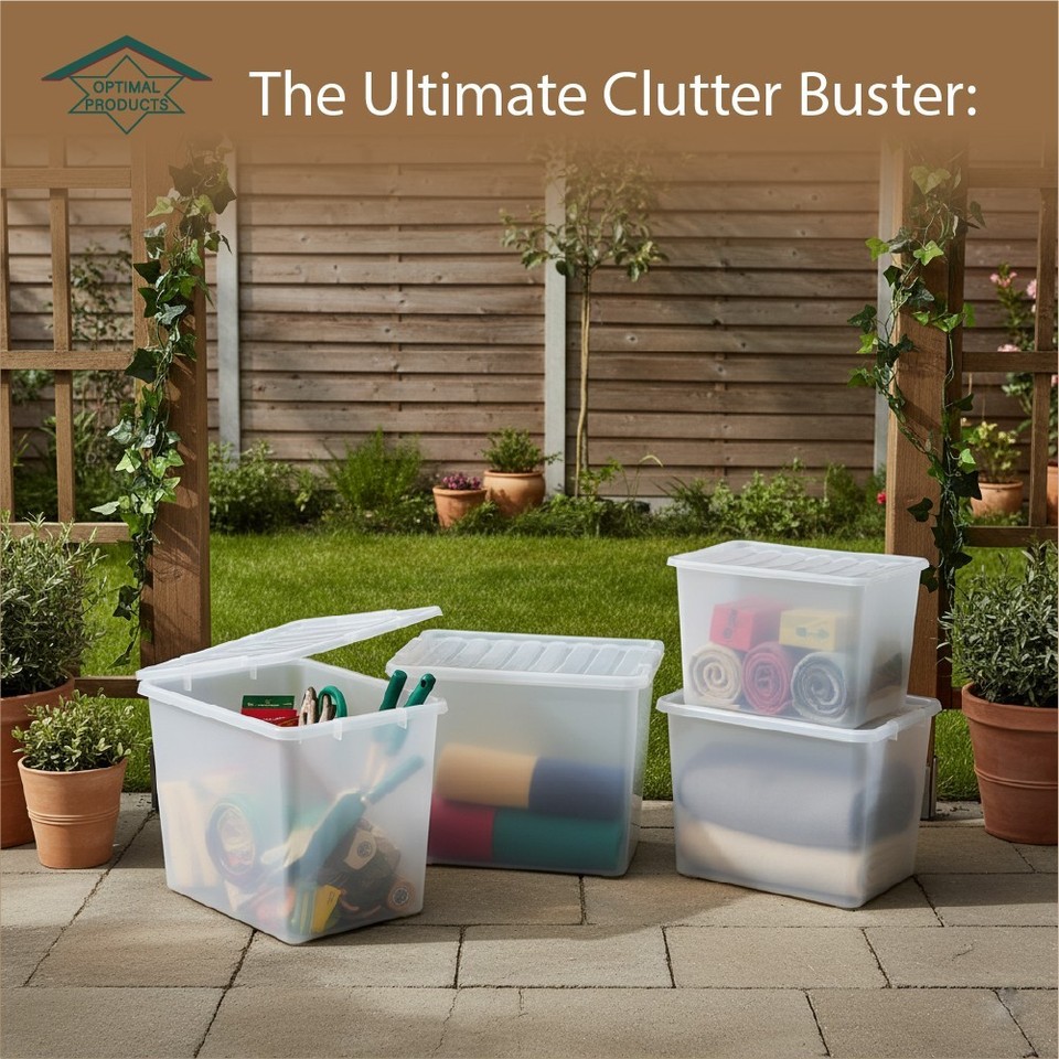 Set Of 5 Plastic Storage Box Boxes WITHOUT LIDS UK MADE Home Office ...