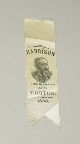 ORIGINAL 1888 BENJAMIN HARRISON / HARRISON AND MORTON POLITICAL RIBBON ...