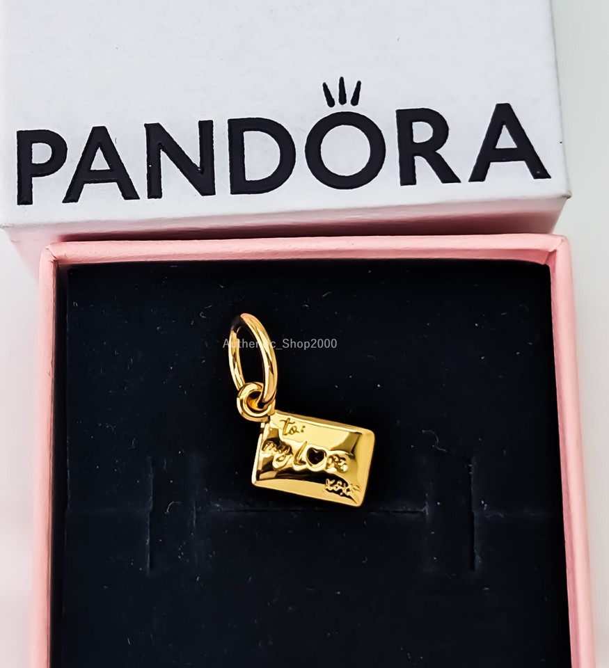 New 100% Authentic PANDORA Gold Pla Love Letter Envelope Dangle Charm ...