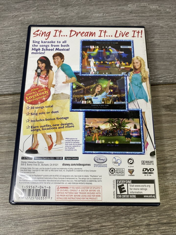 Disney High School Musical Sing It (PlayStation 2, PS2 Video Game ...
