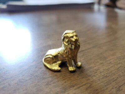 Miniature Plastic Lion Figurine Seated Gold Tone 3/4 inch Long Leo EUC ...