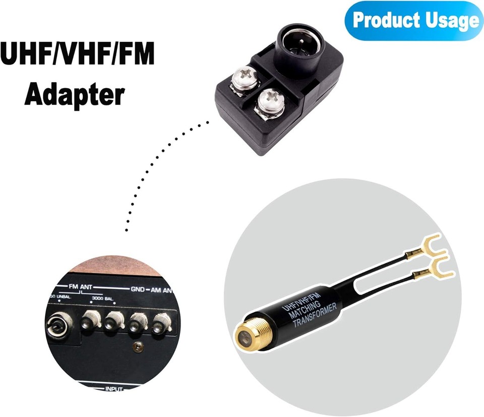 Matching Transformer UHF/VHF/FM Balun Antenna Transformer 75 Ohm to 300 ...