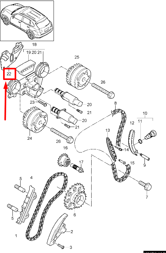PORSCHE CAYENNE 92A Engine Timing Chain Gasket 95810554000 NEW GENUINE ...