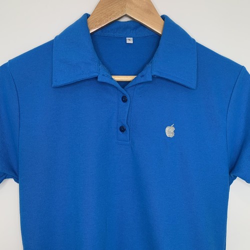 Apple Computers Polo Shirt womens size Large Logo Short Sleeve Royal ...