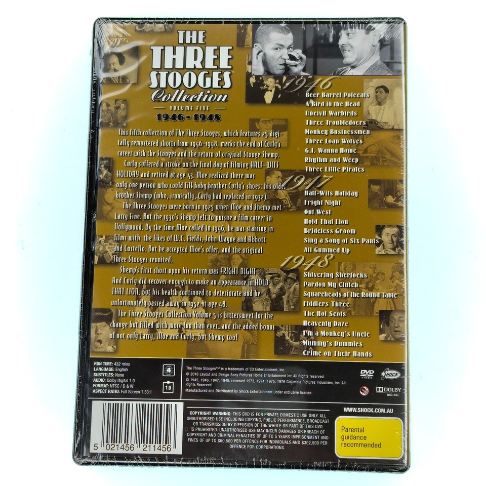 The Three Stooges Collection Volume Five 1946-1948 - DVD - New Sealed ...