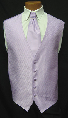 Mens Lavender Purple Patterned Fullback Vest & Long Tie Tuxedo Wedding ...