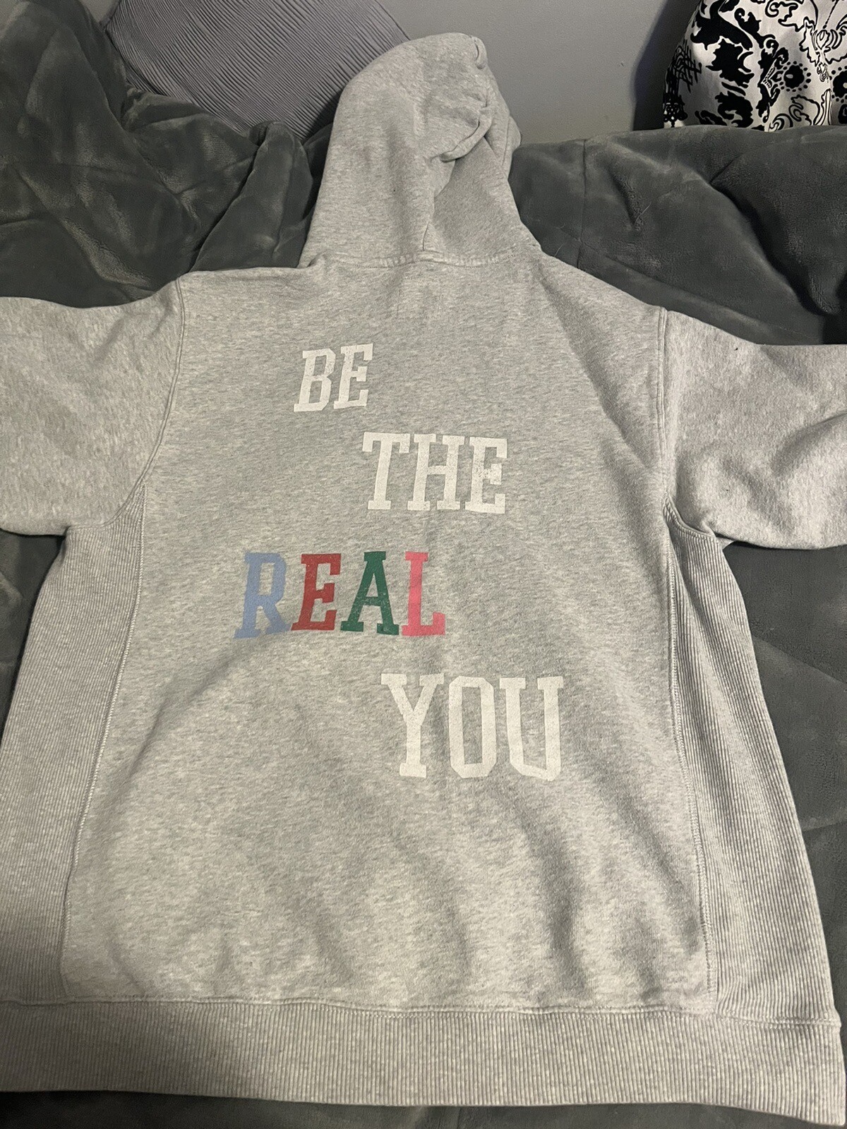 Aerie Be The Real You Rainbow Worded Gray Hoodie Size Small | eBay